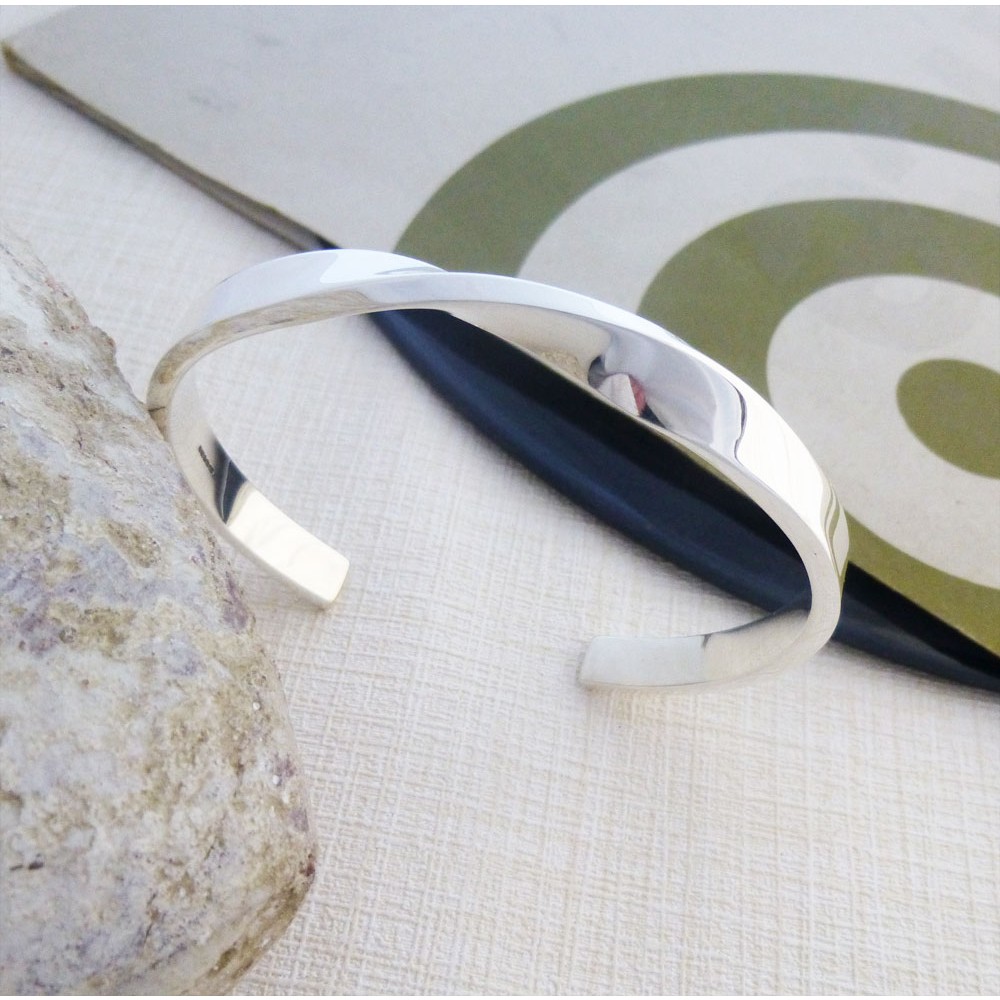 Mens Twisted Torque Bangle in 925 Sterling Silver