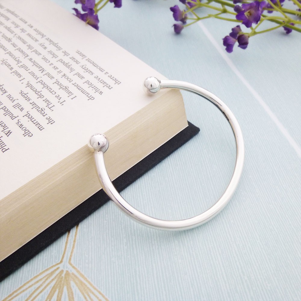 Traditional Solid Silver Torque Bangle featuring Round Ball Ends11