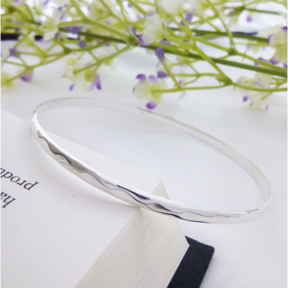 Sterling Silver Hammered Slave Bangle, a Perfect Gift.