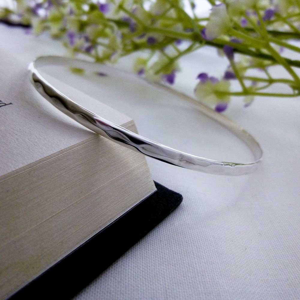 Sterling Silver Hammered Slave Bangle, a Perfect Gift.
