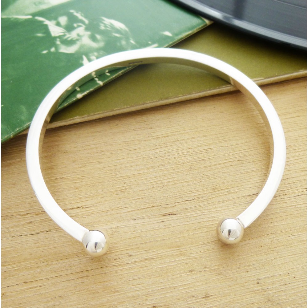 Mens Sterling Silver Torque Bangle with Square Section