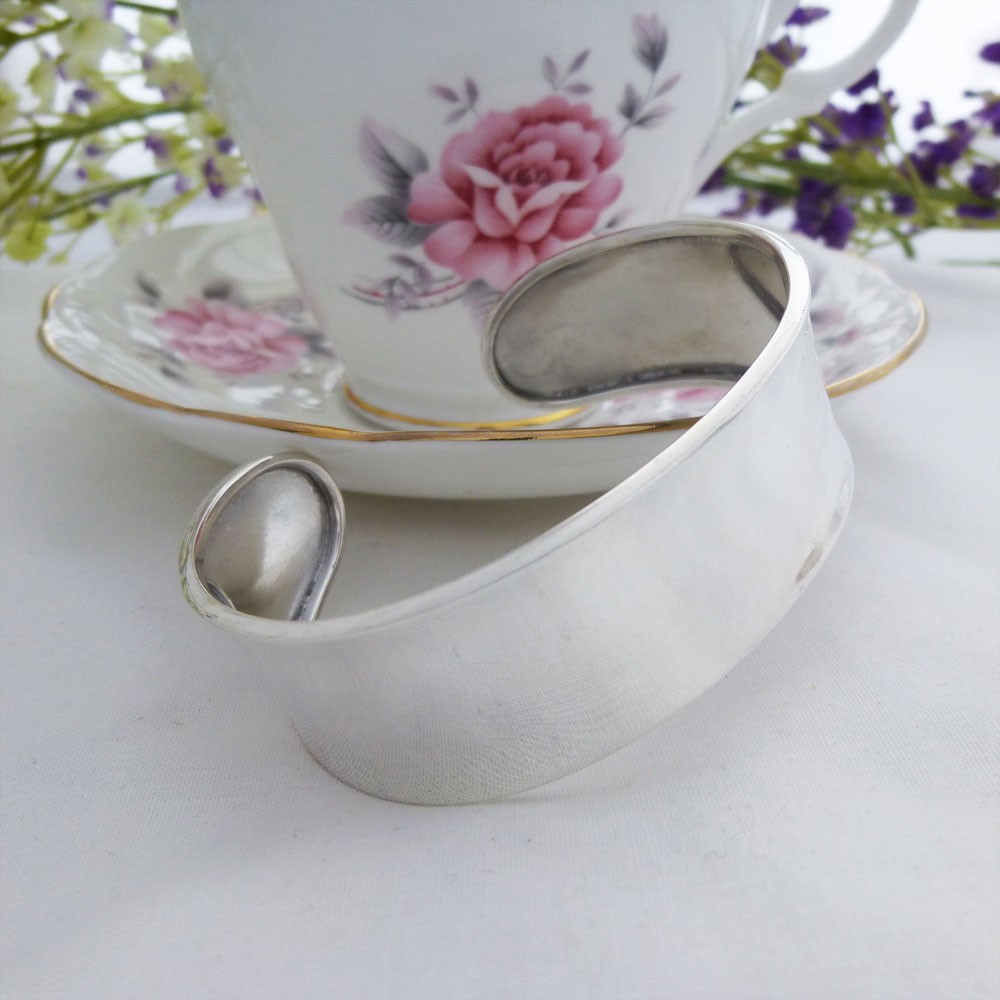 Wide Ladies Silver Torque Bangle with Shinny Dish Shaped Surface