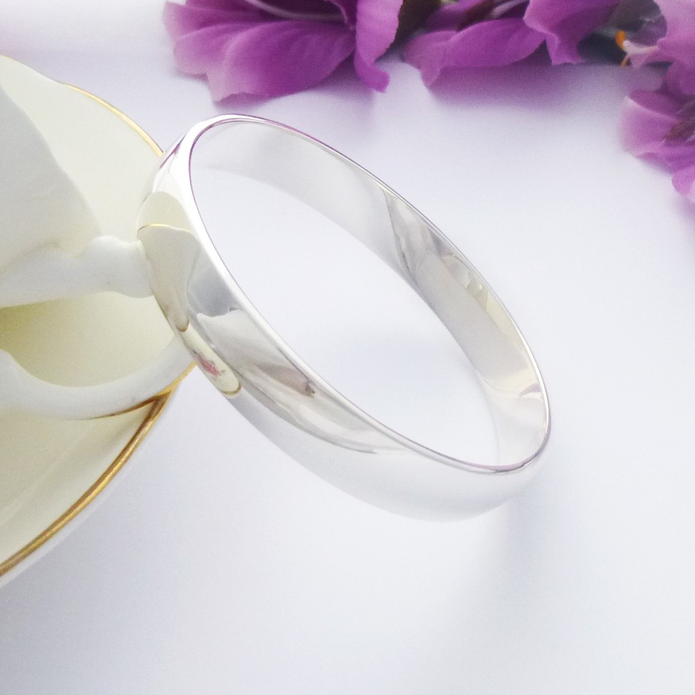 Ava Small Wrist Heavy Solid Silver Bangle Hand Made in the UK