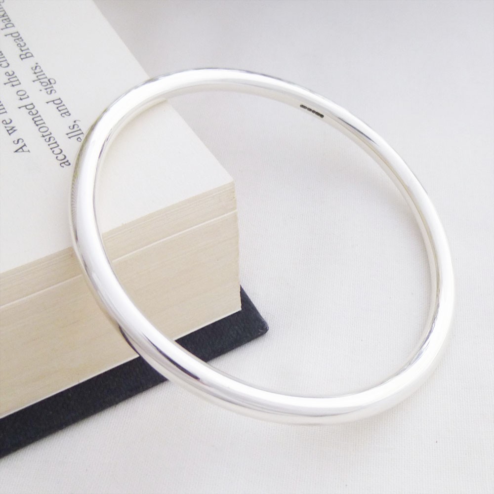 Round Ladies Solid Silver Bangle a Perfect Christmas Present