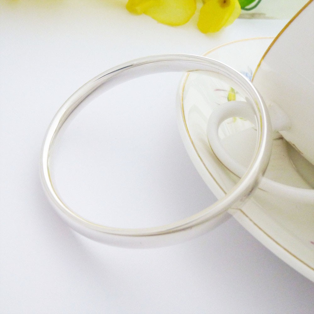 Mya Solid Silver Heavy Ladies Bangle for Small Wrists Personalised