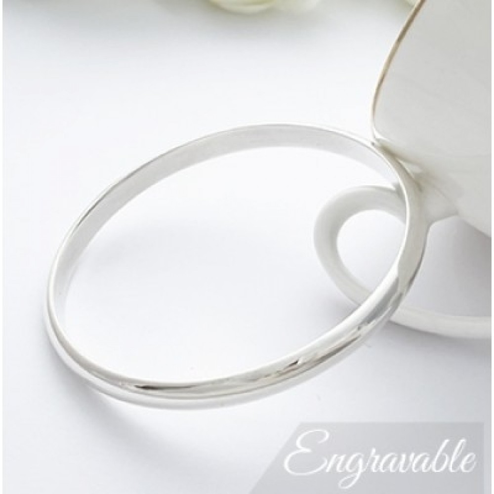 Phoenix Engraved D Shaped Extra Small Size Solid Silver Bangle