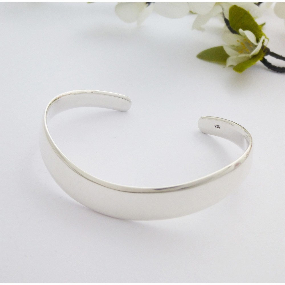 Ladies Sapphire Solid Chunky Sterling Silver Torque